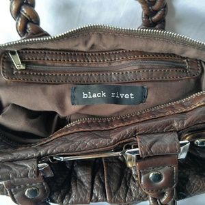 Black Rivet | Bags | Rockin Black Rivet F Leather Chocolate Brown Purse ...